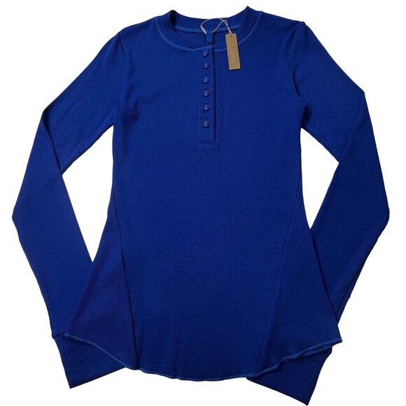 SKIMS | Tops | Skims Cotton Rib Long Sleeve Henley Cobalt Small | Poshmark